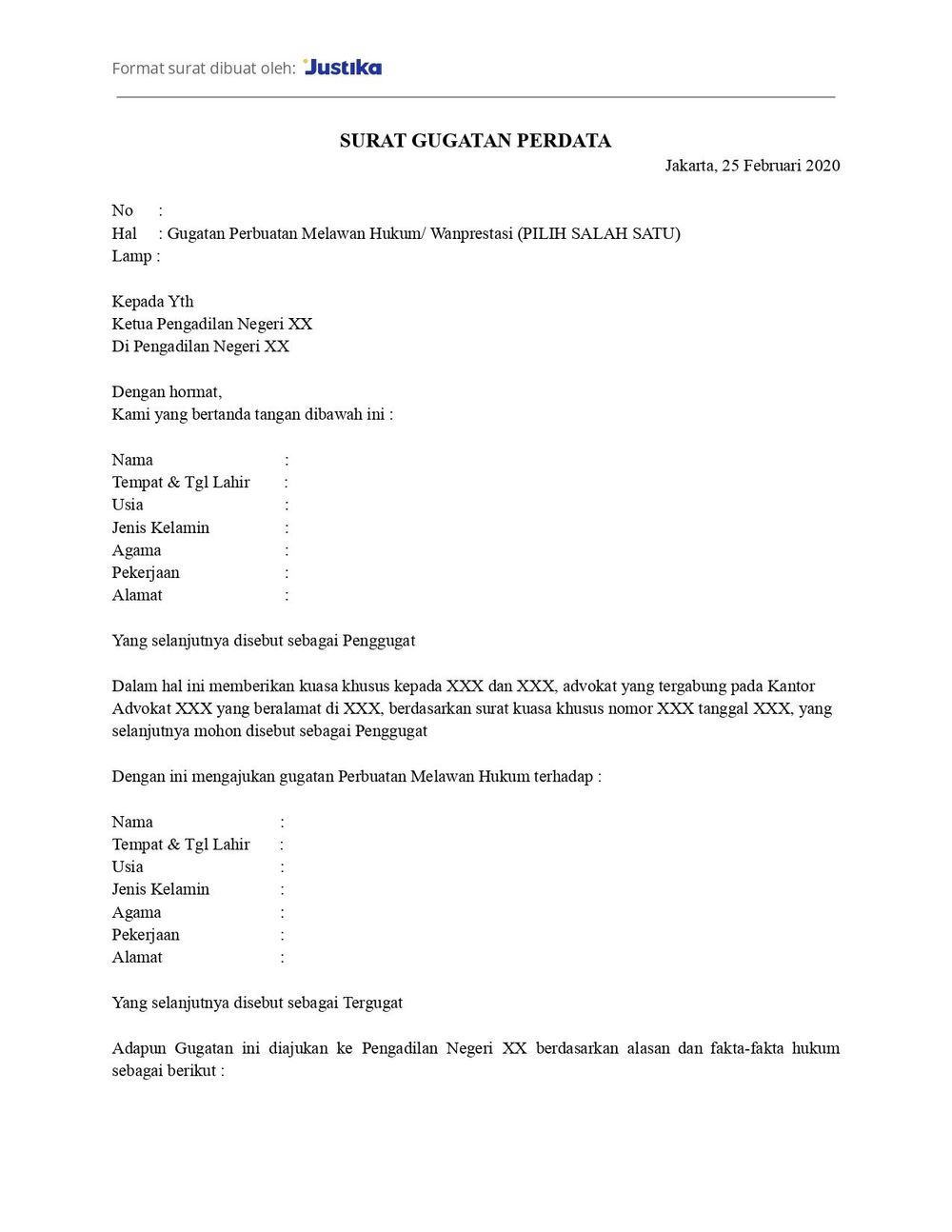 Surat Gugatan Perdata: Cara Membuat Hingga Contohnya